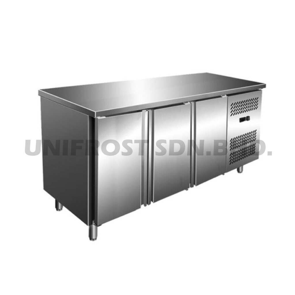Stainless Steel Counter 3 Door Chiller/ Freezer (Blower) - Unifrost